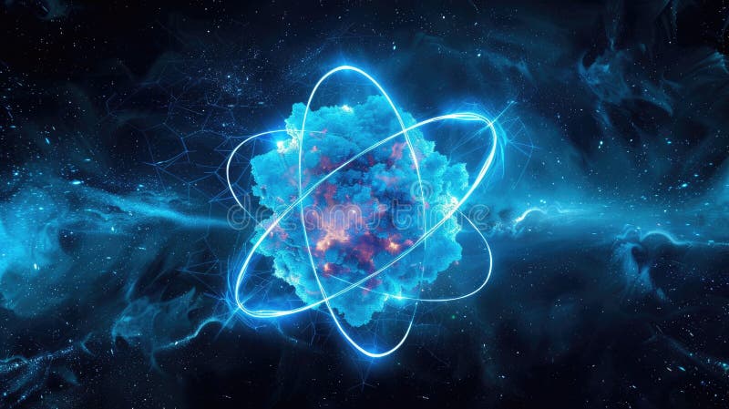 Blue Atom Molecule Isolated on White Background Stock Vector ...