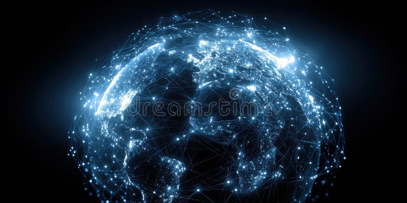 A Stunning Image of Digital Networked Globe, Global Communications ...