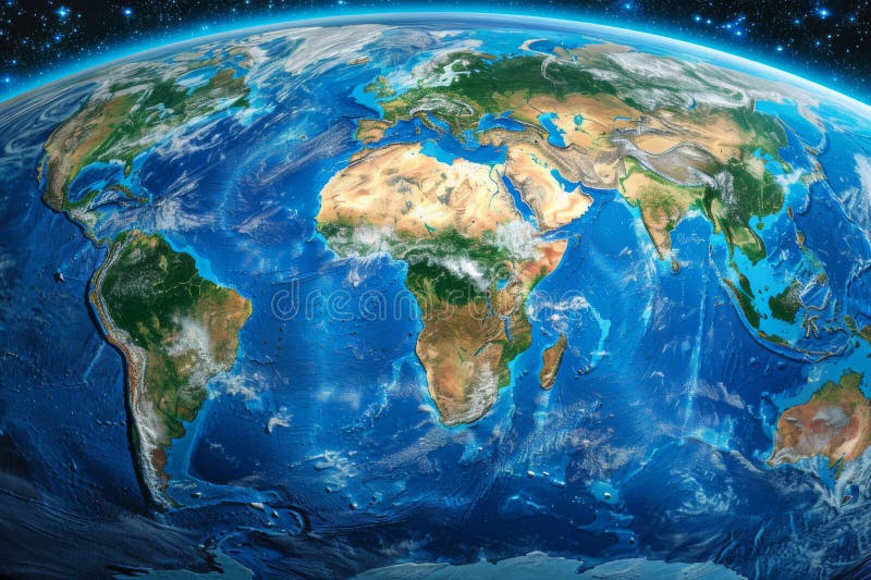 High-resolution Image of Earth from Space, Showing Detailed Continents ...