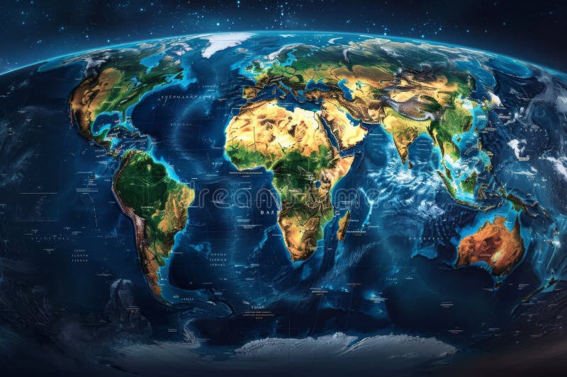 High-resolution Image of Earth from Space, Showing Detailed Continents ...