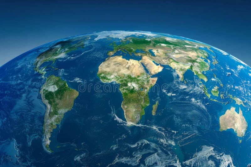 High-resolution Image of Earth from Space, Showing Detailed Continents ...