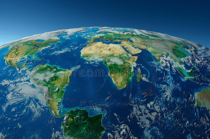 High-resolution Image of Earth from Space, Showing Detailed Continents ...