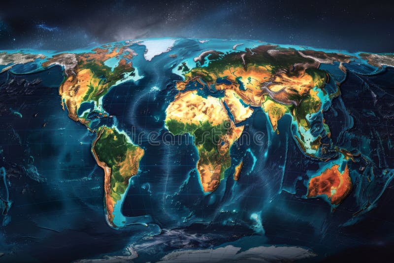 High-resolution Image of Earth from Space, Showing Detailed Continents ...