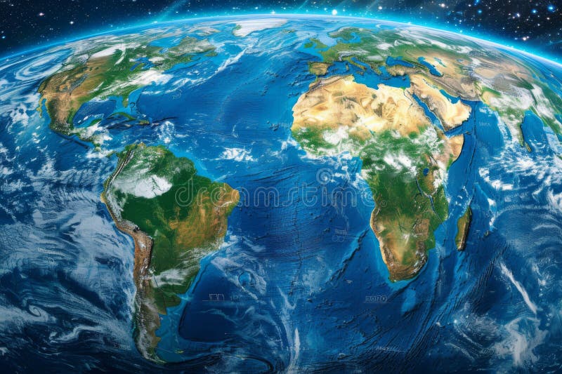 High-resolution Image of Earth from Space, Showing Detailed Continents ...