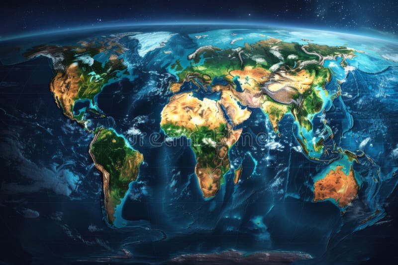 High-resolution Image of Earth from Space, Showing Detailed Continents ...