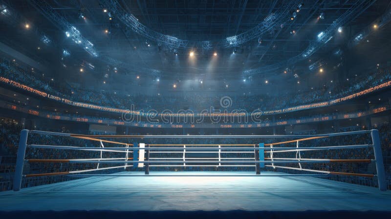 A Stunning Image of Empty Professional Boxing Ring in Arena, Spacious ...