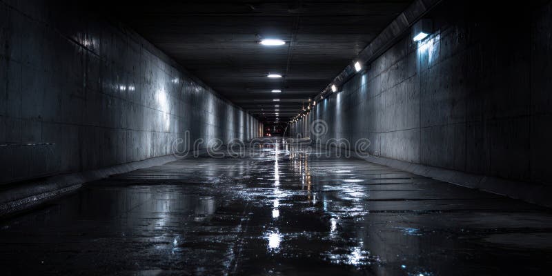 A Stunning Image of Empty Subway Tunnel: a Shadowy, Deserted Subway ...