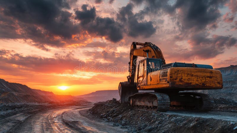 A Stunning Image of Excavator in Open Pit Mining Excavator on ...