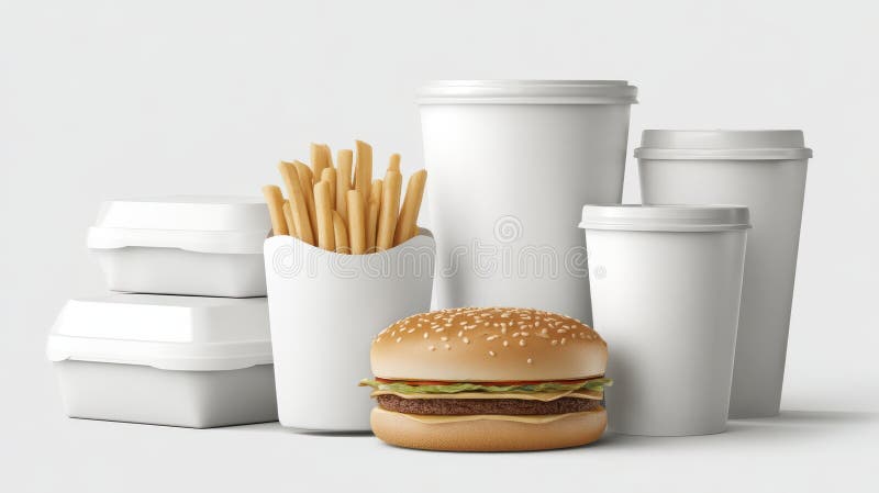 A Stunning Image of Fast Food Packaging Png White Mockup. Stock ...