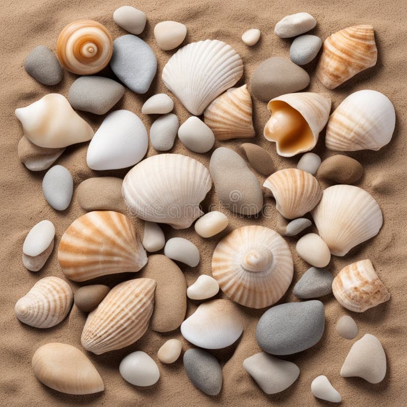 Pile of Desert Sand with Sea Shell and Stone Isolated on White ...