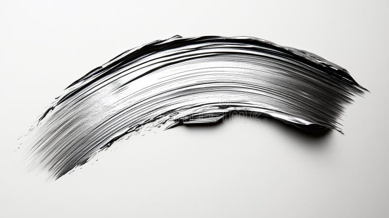 Smooth Metallic Black Brushstroke on White Background with Subtle ...