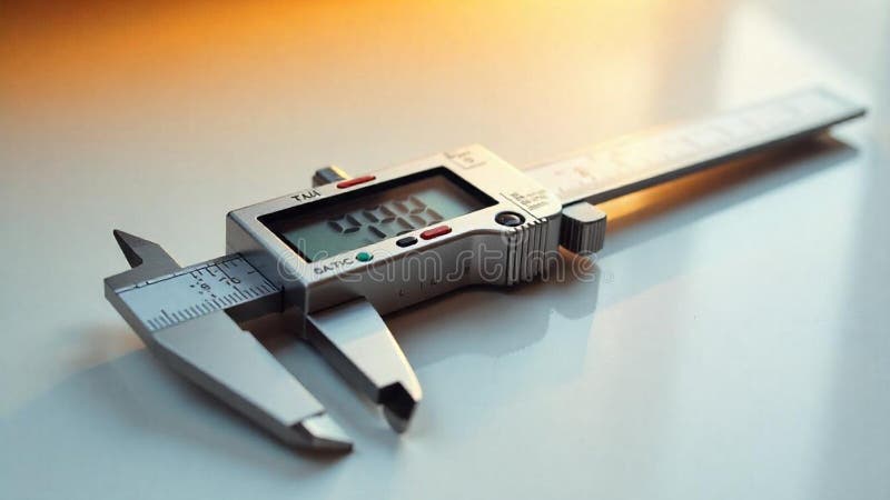 Realistic Stainless Steel Caliper with Measurement Stock Photo - Image ...