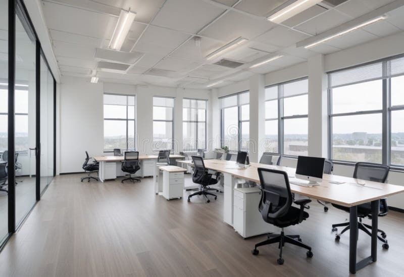 Modern Minimalist Office with Glass Partitions and Abundant Natural ...