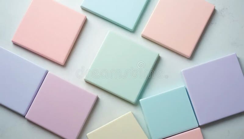 Pastel Colored Square Tiles - Flat Lay Background Image Stock ...