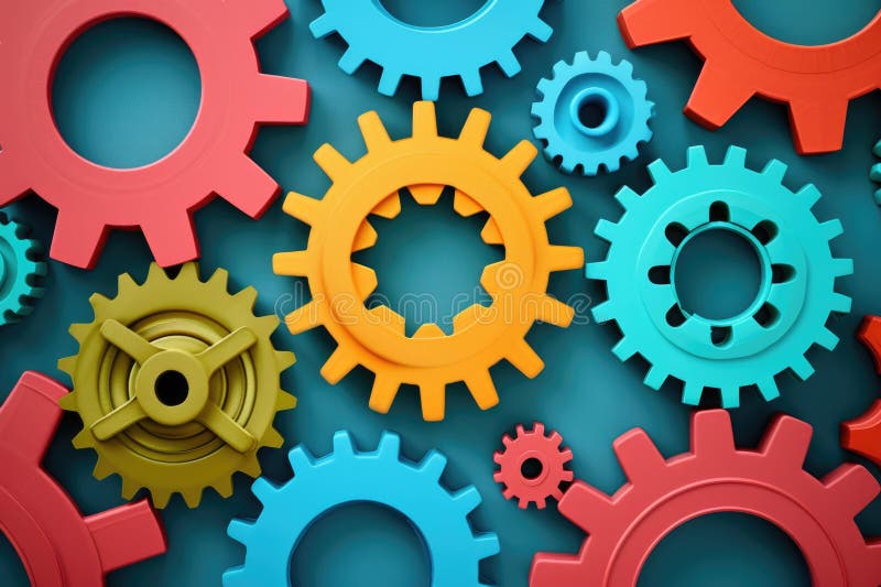 Colorful Gears Background, Teamwork Concept Stock Illustration ...
