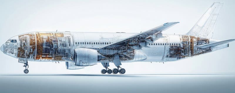 Detailed Cutaway of an Airplane Showcasing Internal Systems and ...