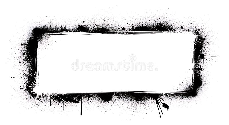 Spray Paint Border: Black Ink Splatter Frame on White Background Stock ...
