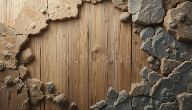 Wooden Background with Crumbling Stone Texture - Abstract Design ...