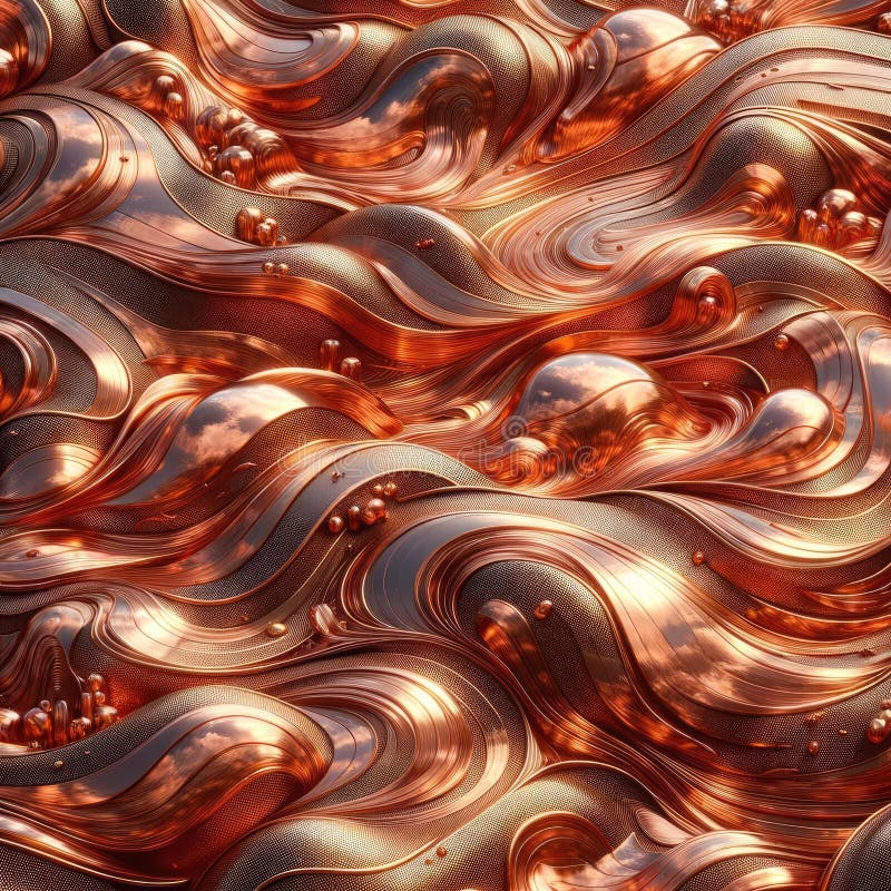 Abstract Copper Waves Texture, AI Generated Stock Illustration ...