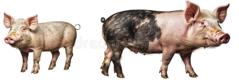 Pig Farm Animals Isolated on White Background Stock Photo ...