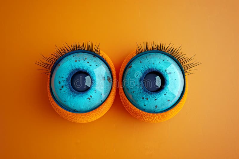 Close-up of Two Blue Eyes on an Orange Background for Creative Abstract ...