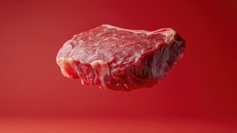 High-Resolution Image of Fresh Raw Meat Suspended in Mid-Air Against a ...