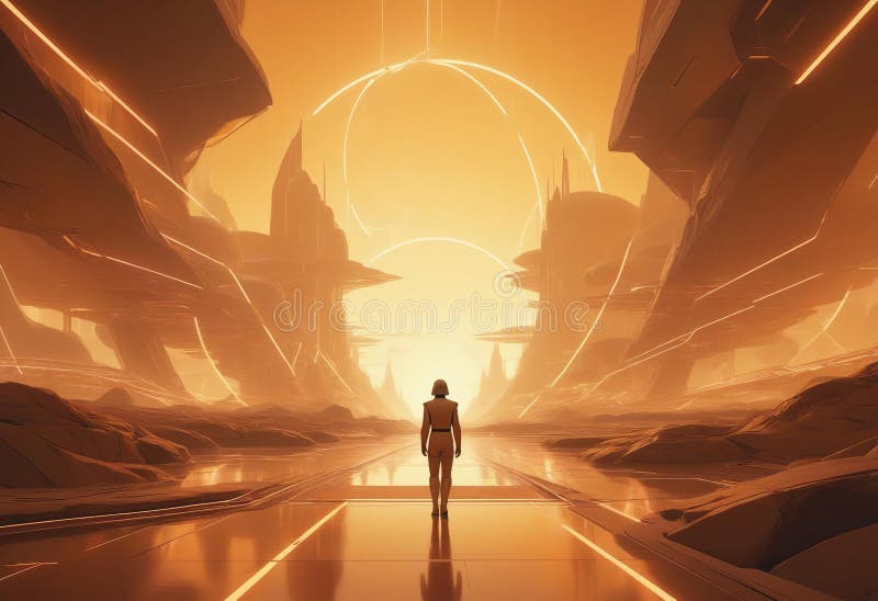 A High-resolution Image of a Futuristic, Glowing Cyber Landscape Stock ...