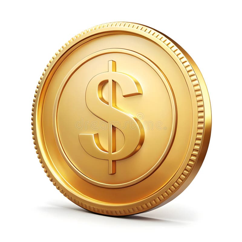 High-resolution Image of a Gold Coin on White Surface Stock ...