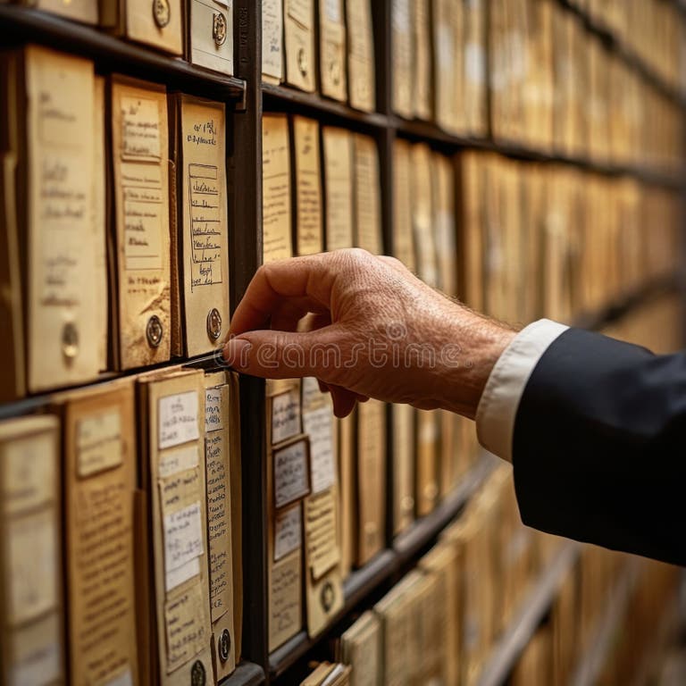 High-Resolution Image of a Hand Selecting an Archive Box from a ...