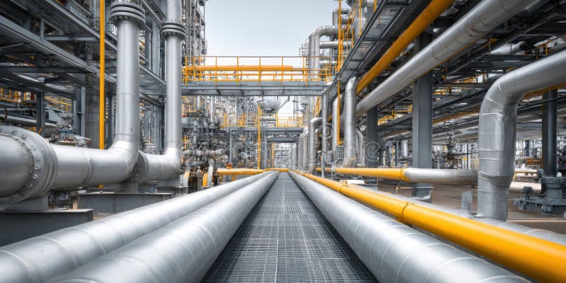 A Stunning Image of Industrial Pipeline in Oil Refinery Process for Gas ...