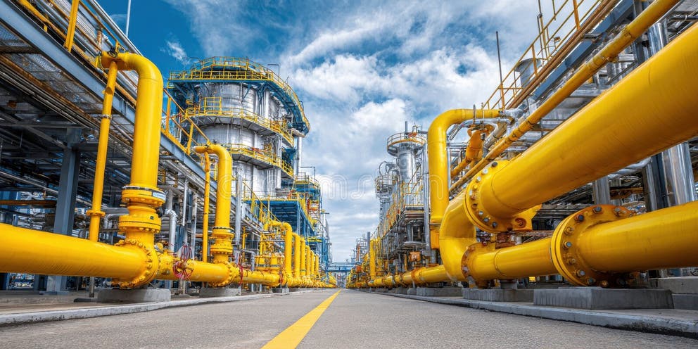 A Stunning Image of Industrial Pipeline in Oil Refinery Process for Gas ...