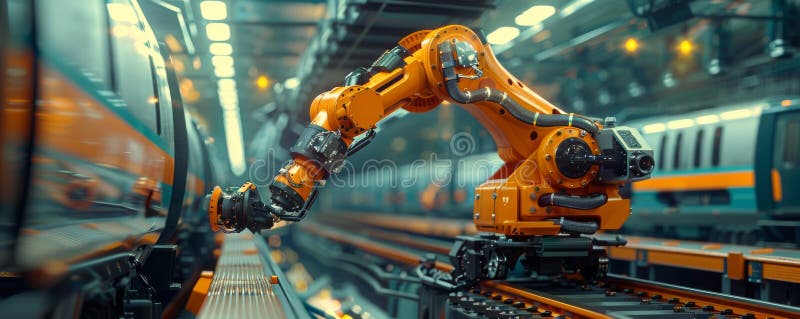 Industrial Robotic Arms Working in Modern Manufacturing Facility with ...