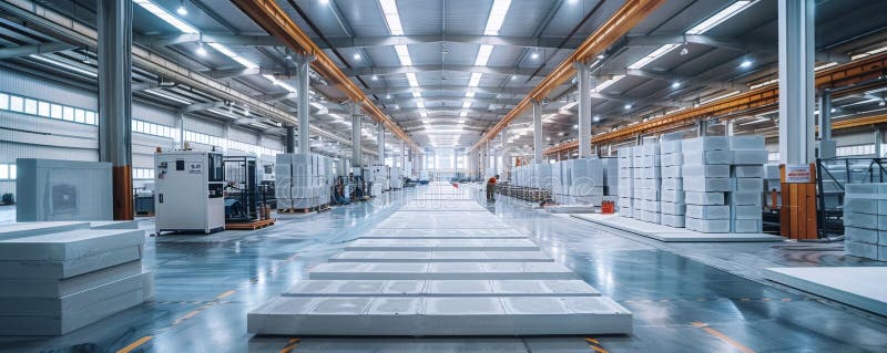 High-resolution Image of an Industrial Warehouse with Stacks of Bricks ...