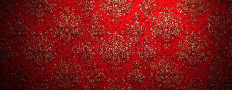 Red and Gold Damask Pattern Texture Stock Illustration - Illustration ...