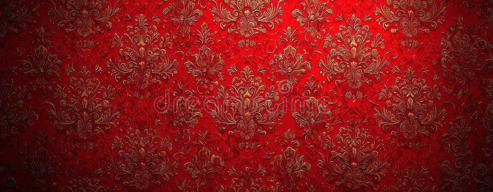 Red and Gold Damask Pattern Texture Stock Illustration - Illustration ...