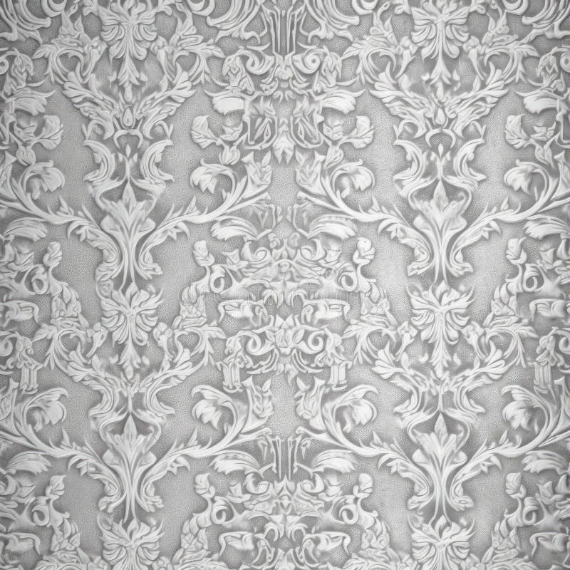 Elegant Silver Floral Wallpaper Design, AI Generated Stock Image ...