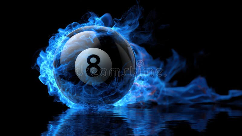 A Stunning Image of Magic Eight Ball in Blue Flames. a Striking Image ...