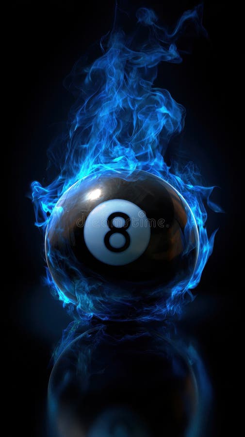 A Stunning Image of Magic Eight Ball in Blue Flames. a Striking Image ...