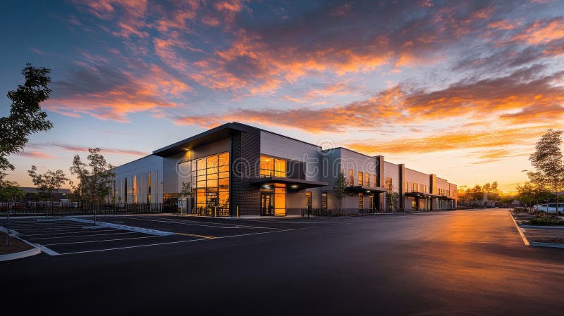 A Stunning Image of Modern Industrial Warehouse Building with Loading ...