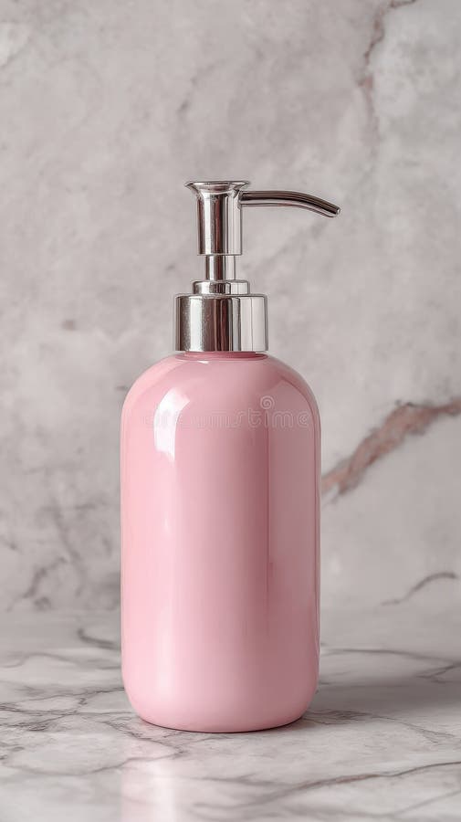A Stunning Image of Pink Lotion Bottle with Silver Pump Dispenser on ...