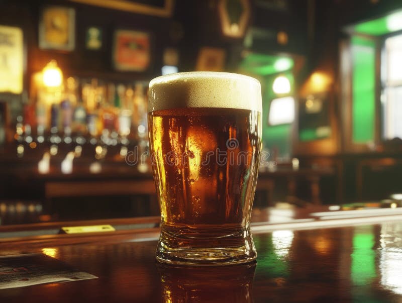 Craft Beer Pint on Bar stock photo. Image of setting - 389334806