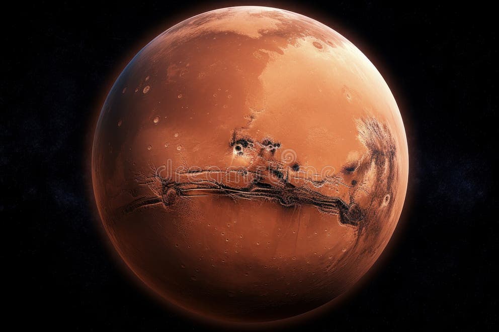 High-Resolution Image of the Planet Mars Stock Illustration ...