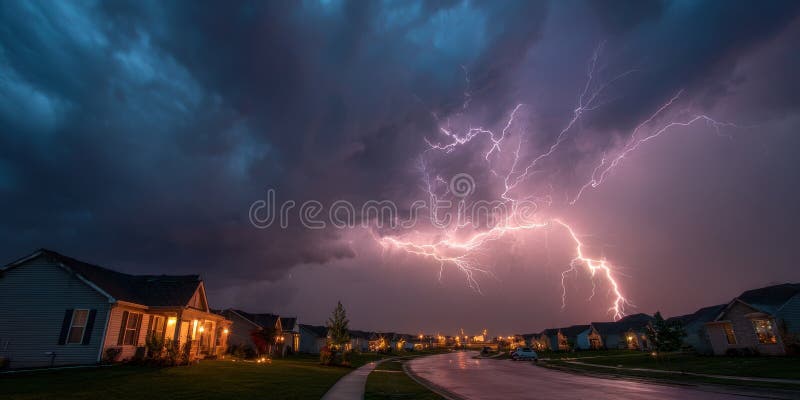 A 4K Photo of Powerful Lightning Storm Over Suburban Home Captured in ...