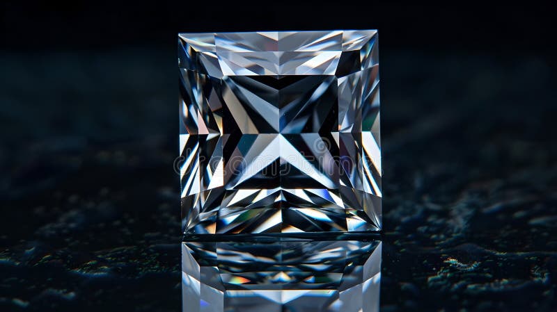 Sparkling Square-Cut Diamond on Dark Background. Luxury, Beauty, and ...