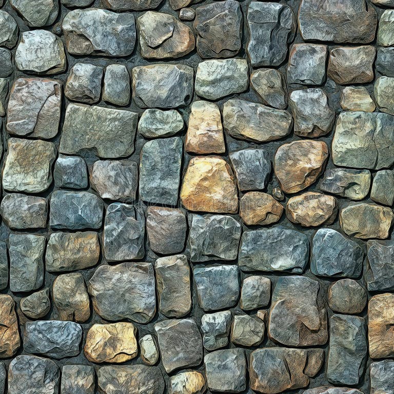 Rustic Stone Wall Texture Seamless Cobblestone Background AI Generated ...
