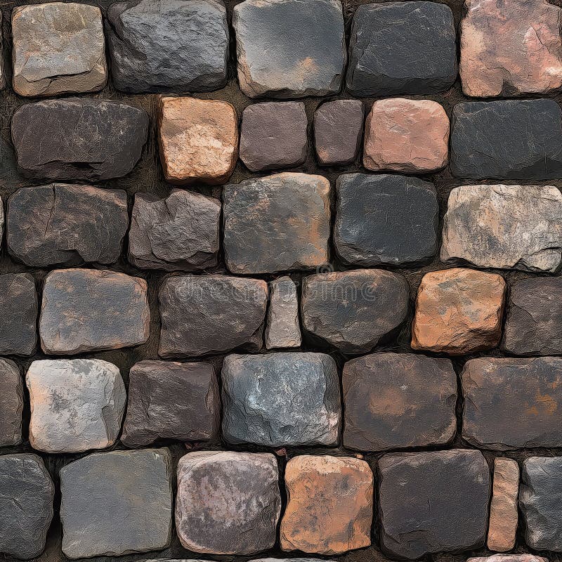 Rustic Stone Wall Texture Cobblestone Background Grey Brown Seamless ...