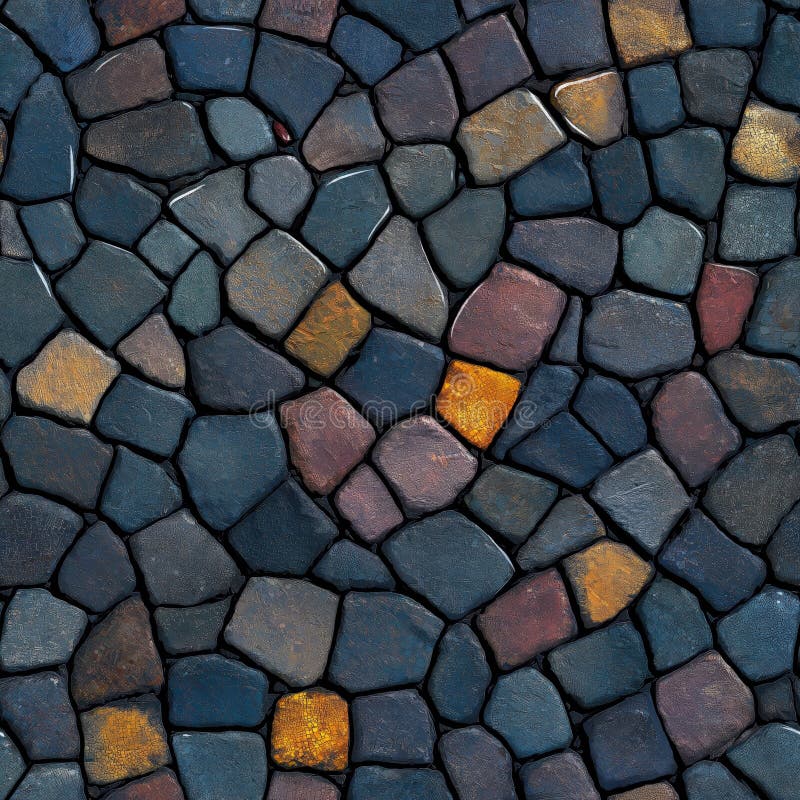 Seamless Cobblestone Texture Dark Grey Brown Gold Stones AI Generated ...