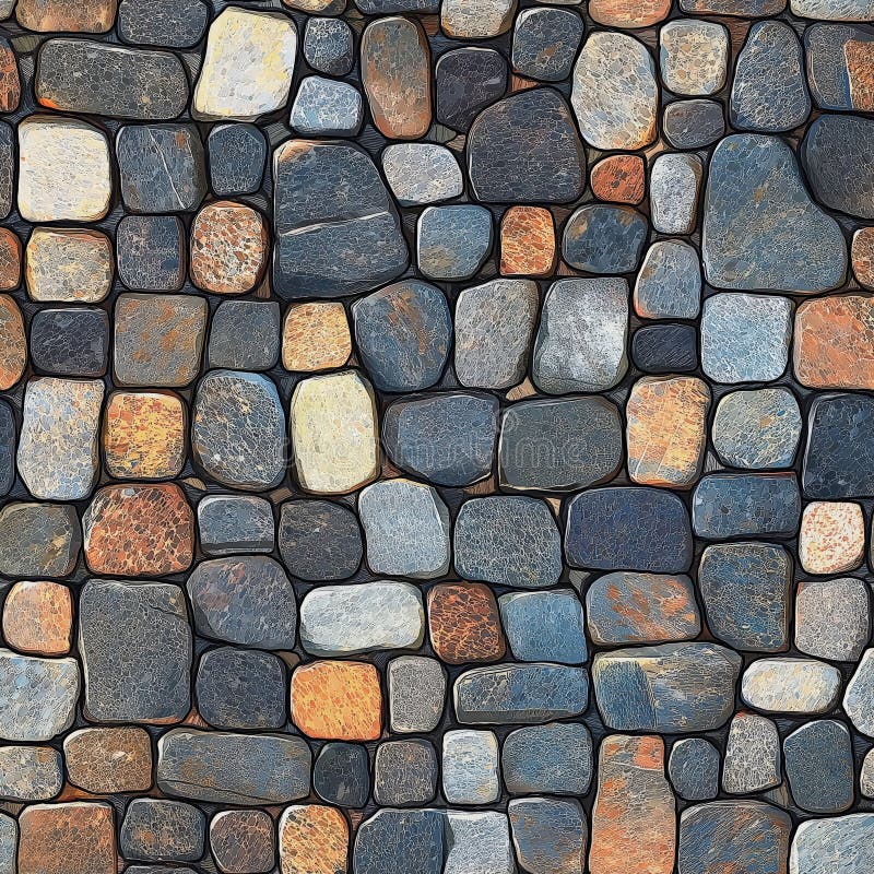 Seamless Cobblestone Texture Stone Wall Rustic Background Grey Brown ...