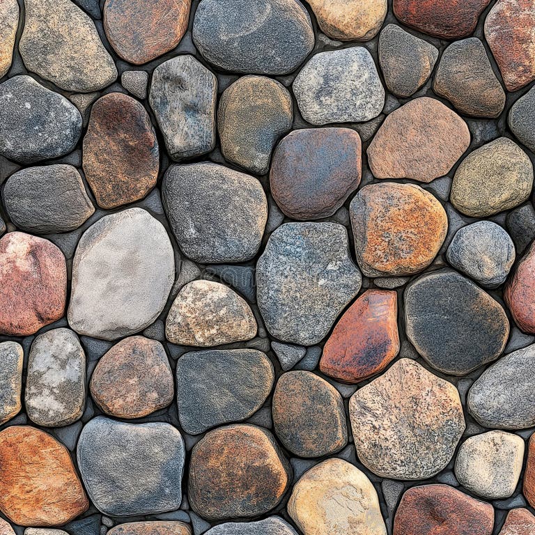 Cobblestone Wall Texture Seamless Stone Background AI Generated. Stock ...