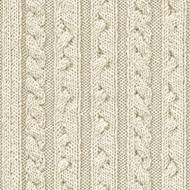Cream Cable Knit Texture Seamless Pattern Stock Illustration ...